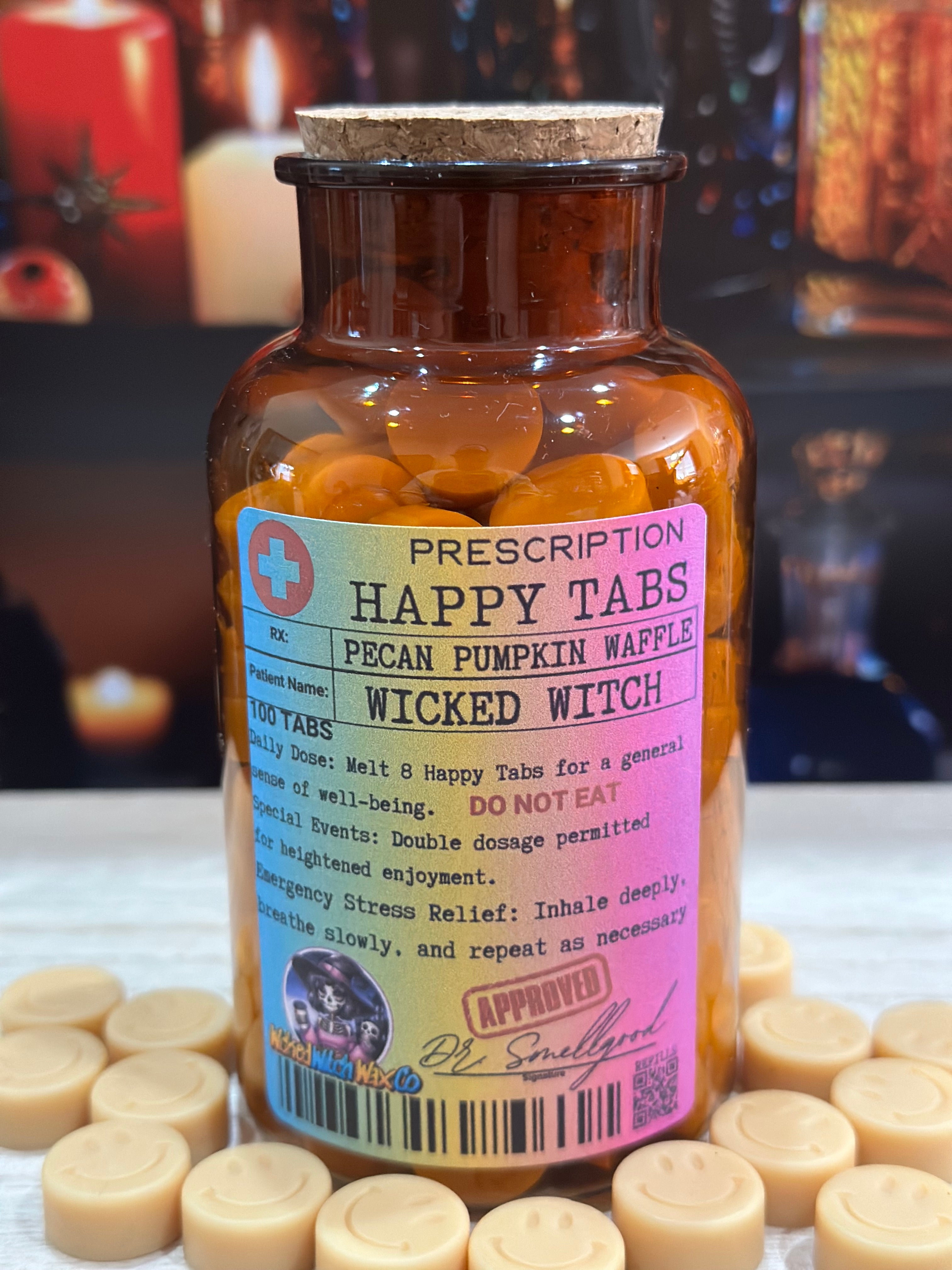 Happy Tabs - Prescription Apothecary Jar – Wicked Witch Wax Co